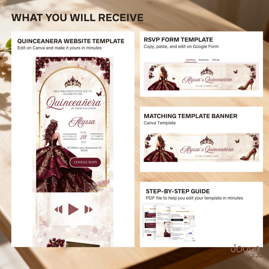 Quinceañera Invitation Website Template | Editable 15th Birthday Canva ...