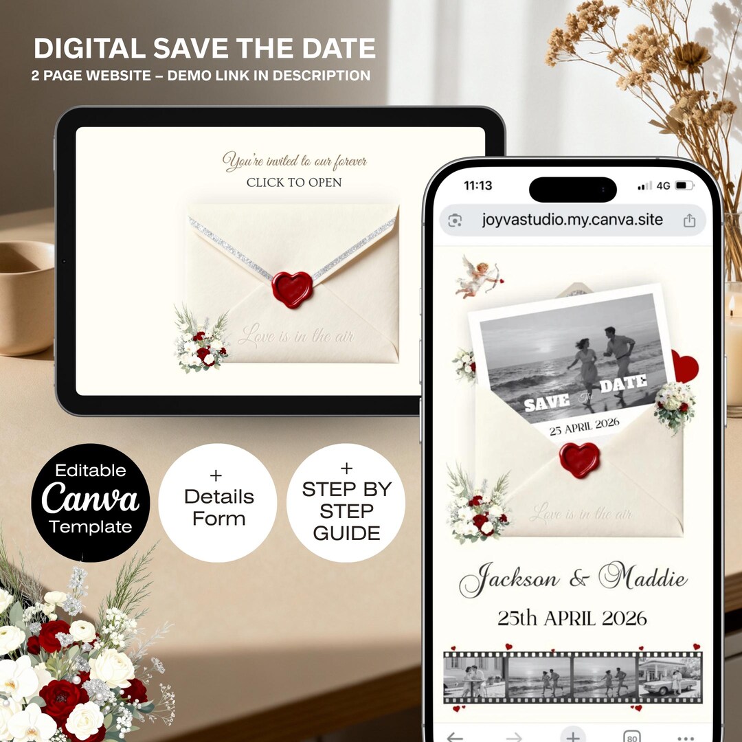 Love Romantic Save the Date Website Floral - Digital Website + Details ...