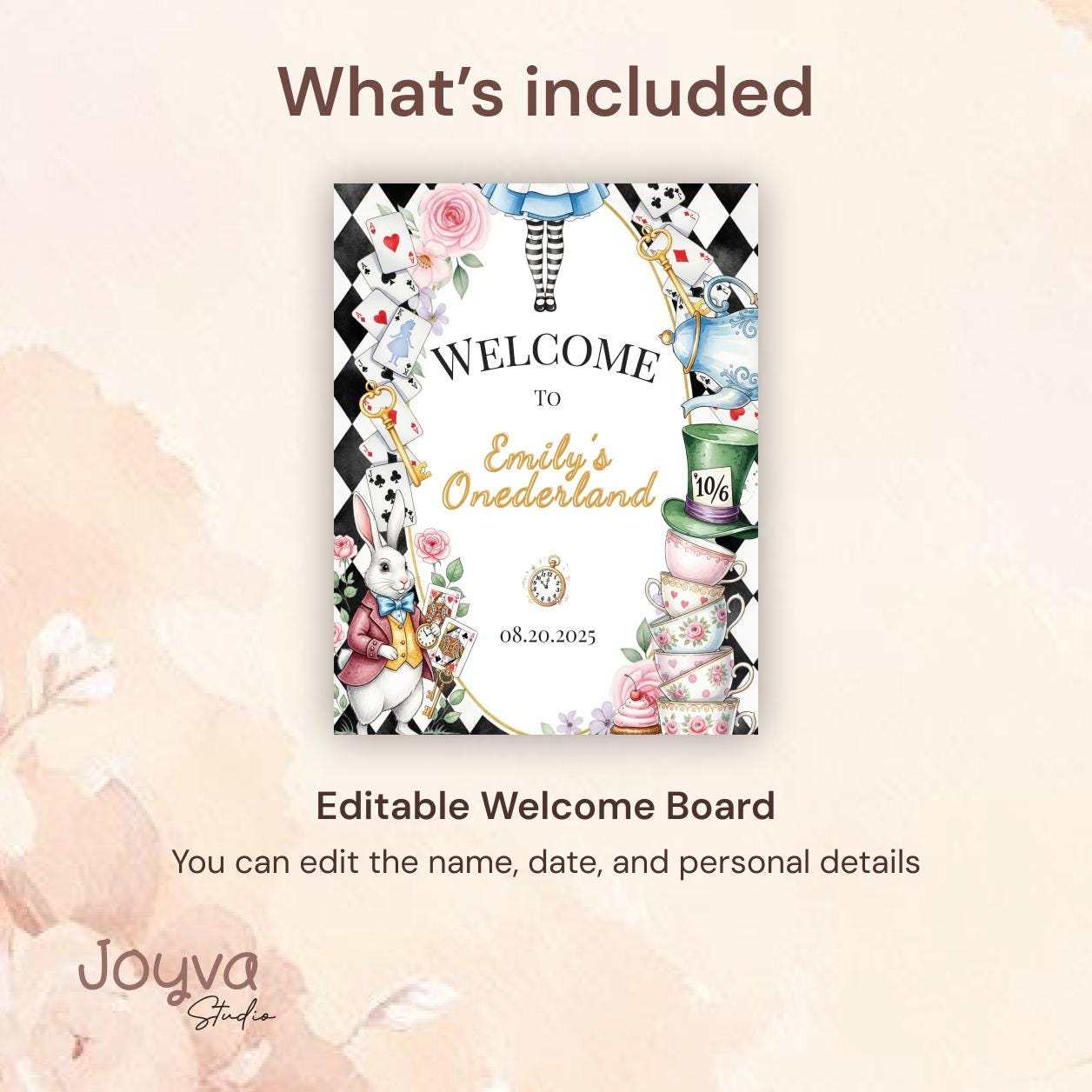 Alice in Wonderland Welcome Board, Onederland Invitation, 1st Birthday ...
