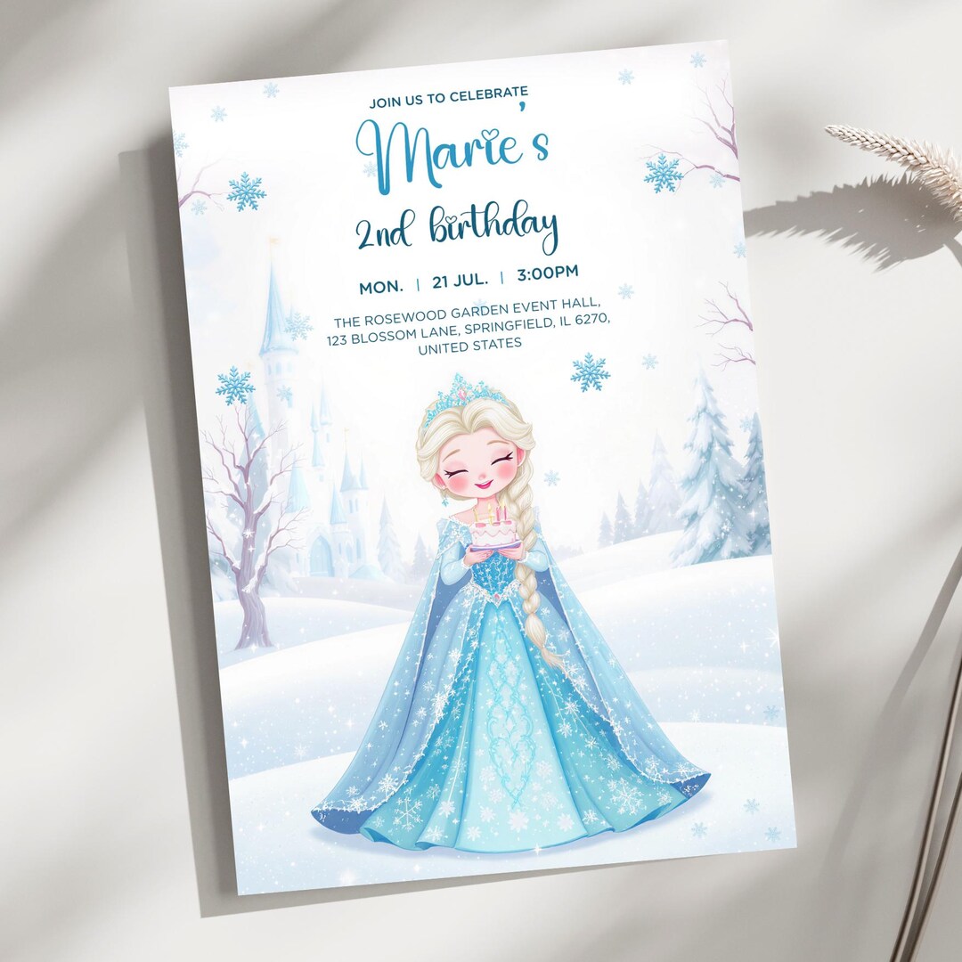 Frozen Ice Princess Birthday Invitation | Winter Wonderland Party ...
