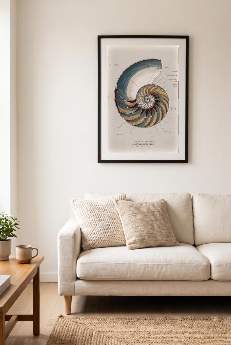 Nautilus Natural History Print | Vintage Scientific Wall Art | Study ...