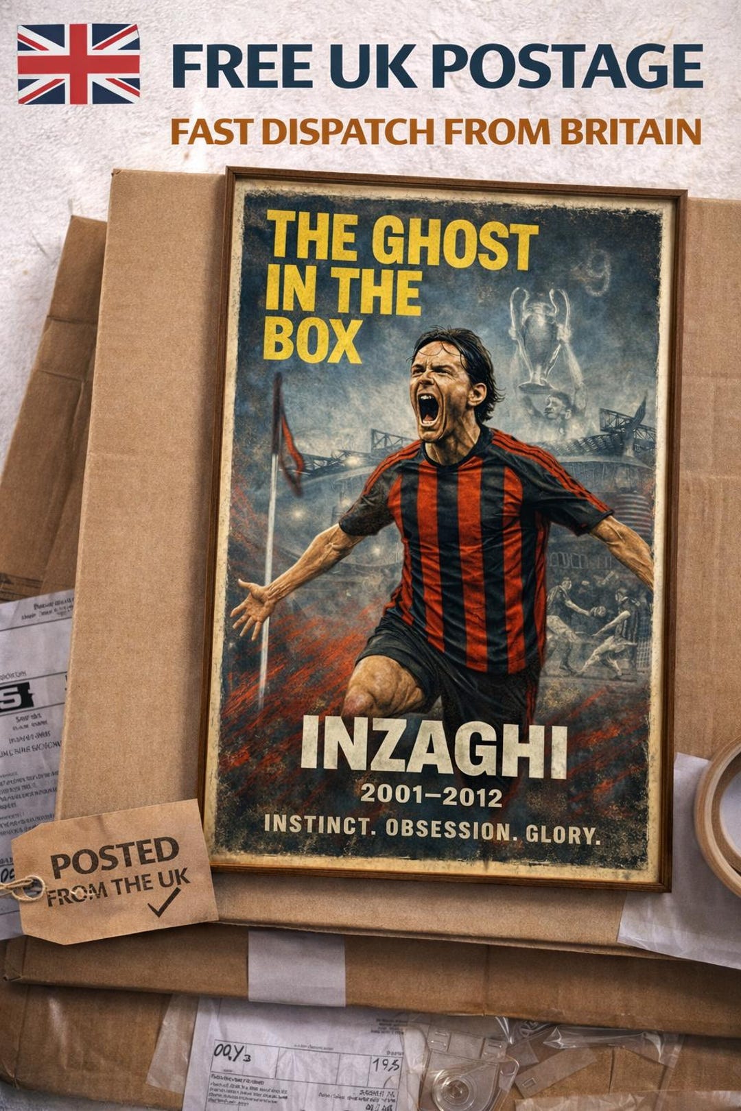 Football Legends Poster – Filippo Inzaghi | AC Milan Icon Wall Art ...