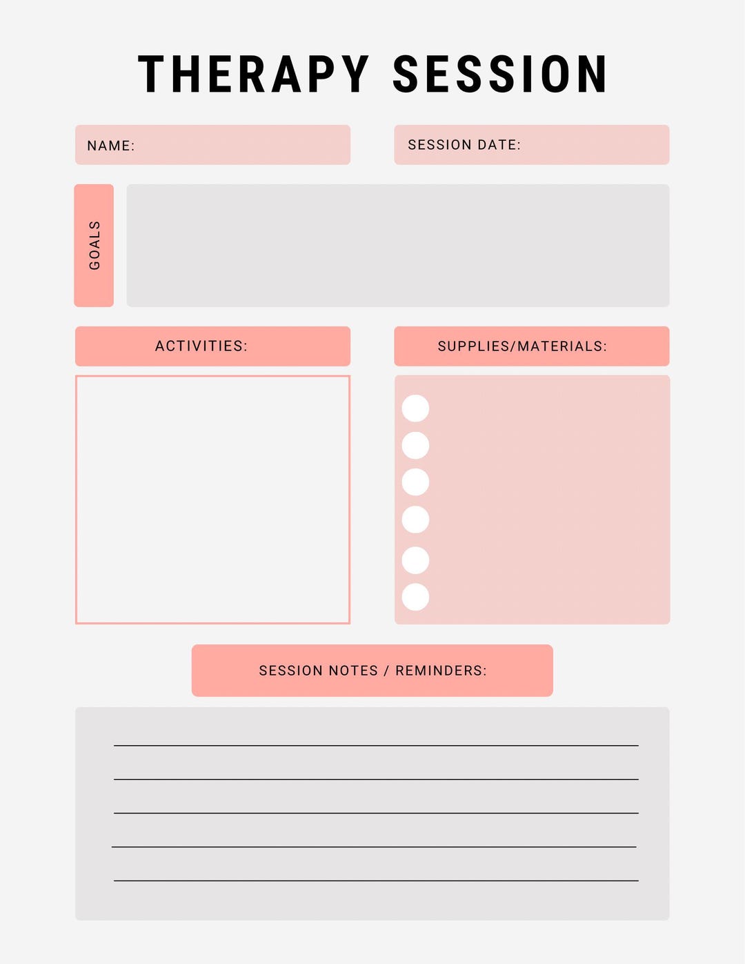 Therapy Session Planner | Printable - Etsy