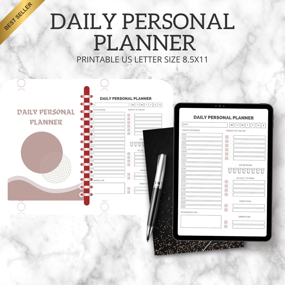 Daily Planner Printable, 24 Hour Planner, Daily Goal Planner, 30 Minute ...