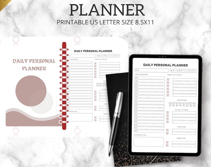 Daily Planner Printable, 24 Hour Planner, Daily Goal Planner, 30 Minute ...