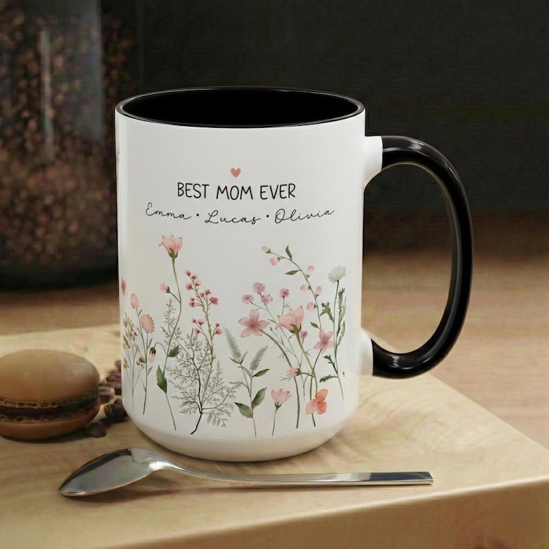 Personalized Mom Mug With Kids Names, Mom Floral Coffee Cup, Mother’s ...