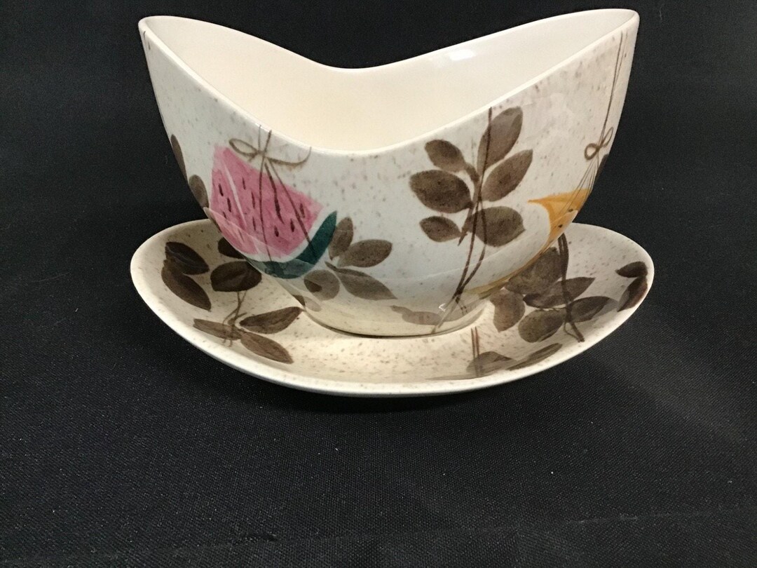 Red Wing Pottery Tampico Hanging Melons & Wine Gravy Boat W/attached ...