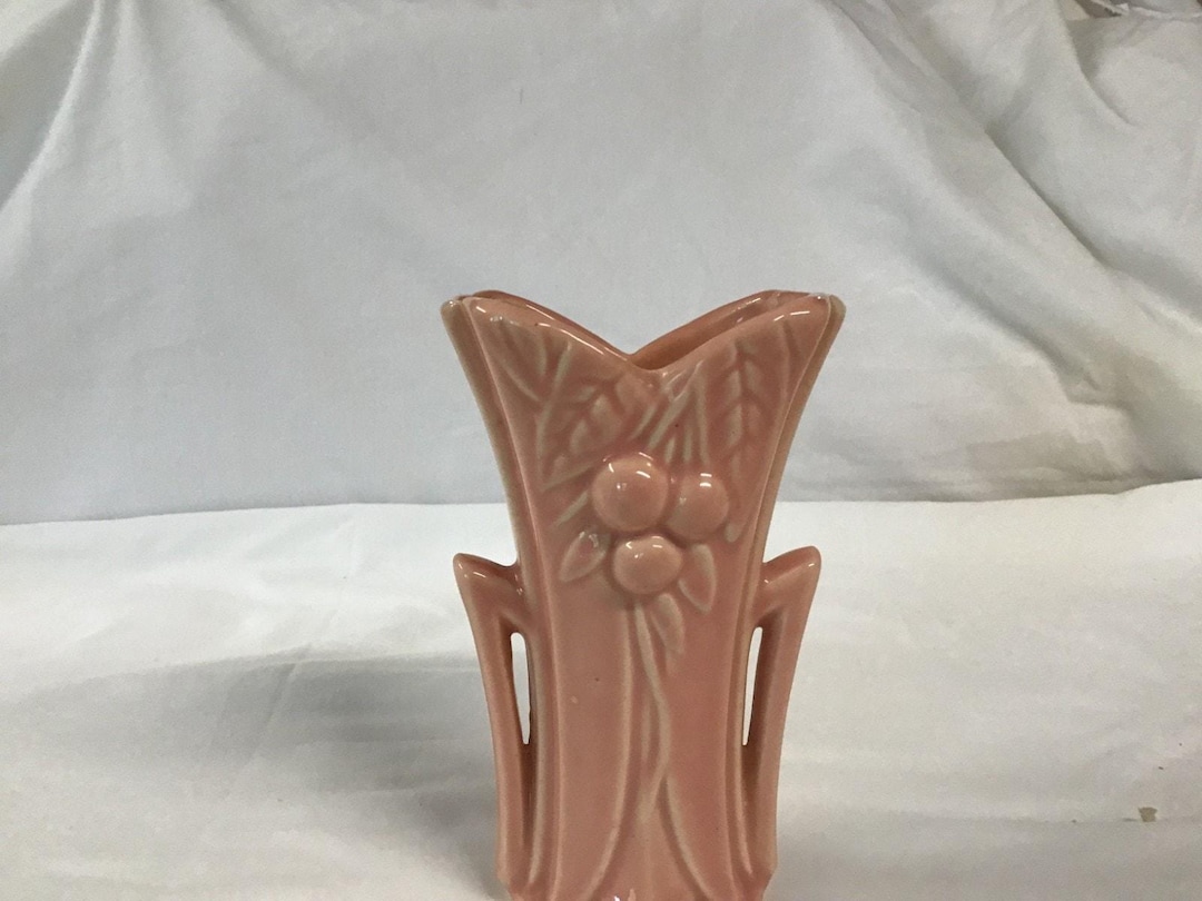 Vintage 1940s Mccoy Pottery Orange Double Handle Leaves & Berries ...