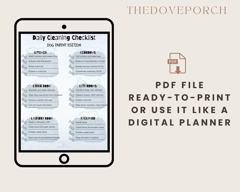 Dog Parent Daily Cleaning Checklist - Etsy
