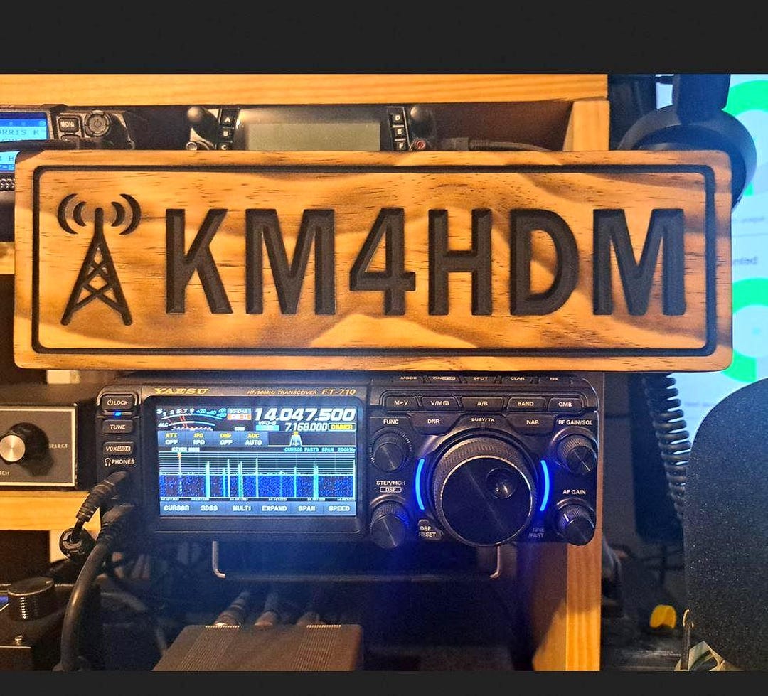 Ham Radio Callsign Carved Painted and Burned Wood Wall Hanging Plaque ...