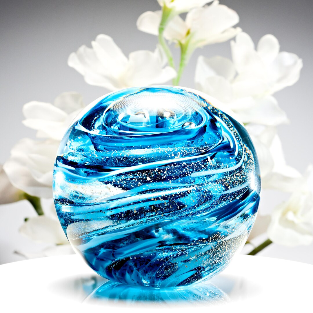 Pet’s Memorial Glass Paperweight - Small - Handmade Ashes Keepsake With ...