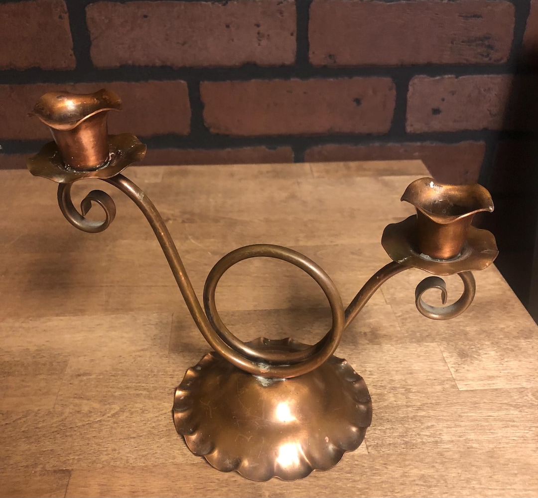 Vintage Gregorian Copper Double Candlestick Holder Candelabra Candle - Etsy