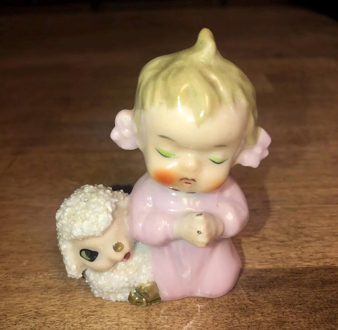 Vintage Little Girl Praying W/ Lamb Figurine Sugar - Etsy