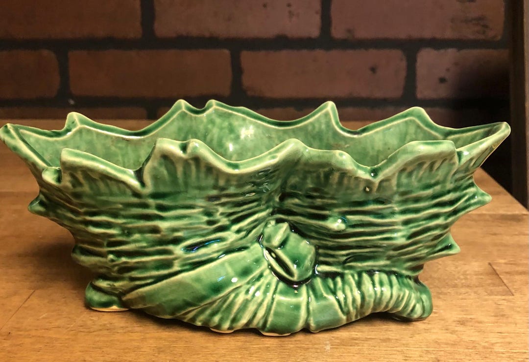 Vintage Mccoy Double Cornucopia Planter Green Twin Shells Double Conch ...