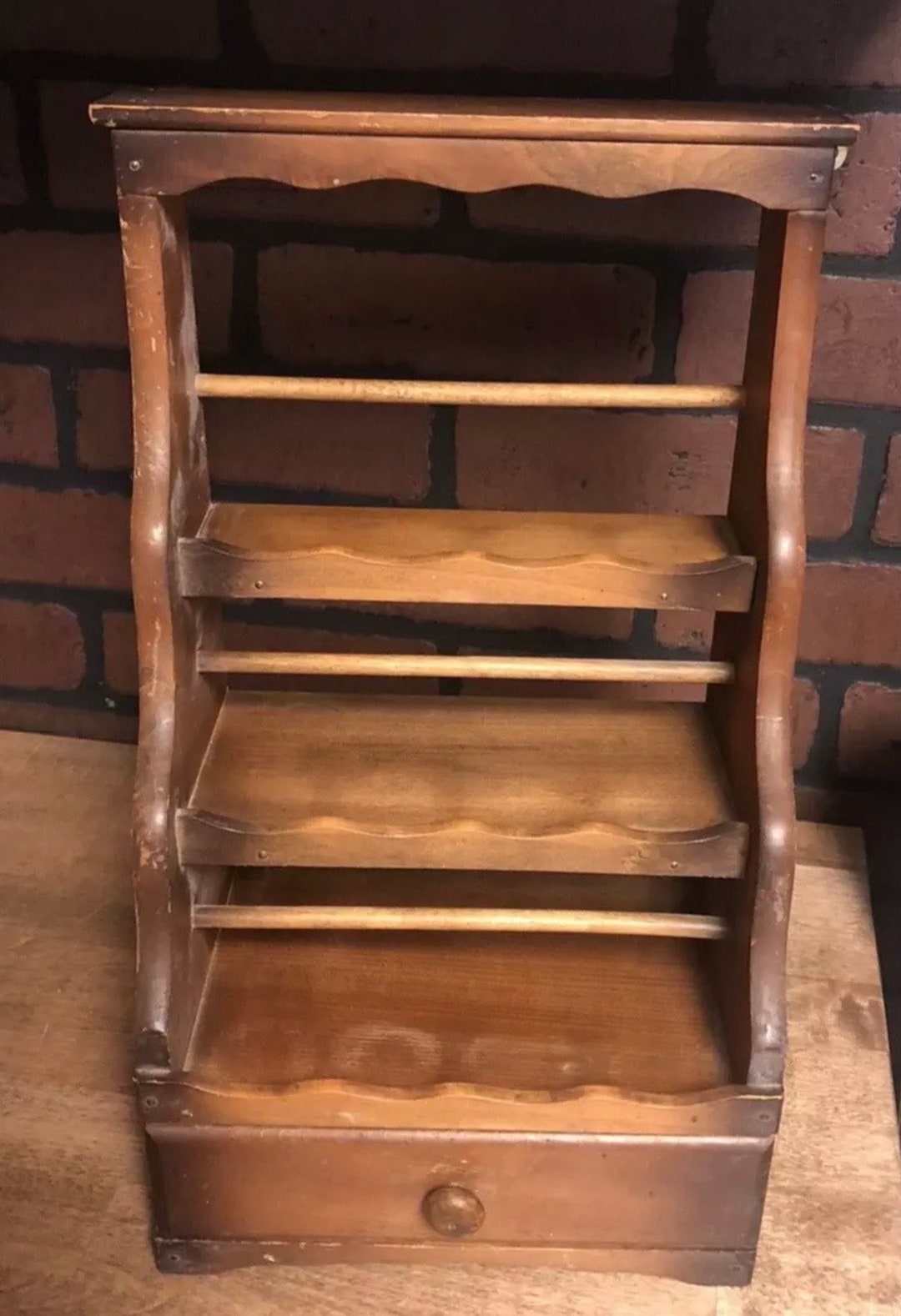 Vintage 3 Tier Wooden Spice Rack W/drawer Wall Mount or Counter - Etsy