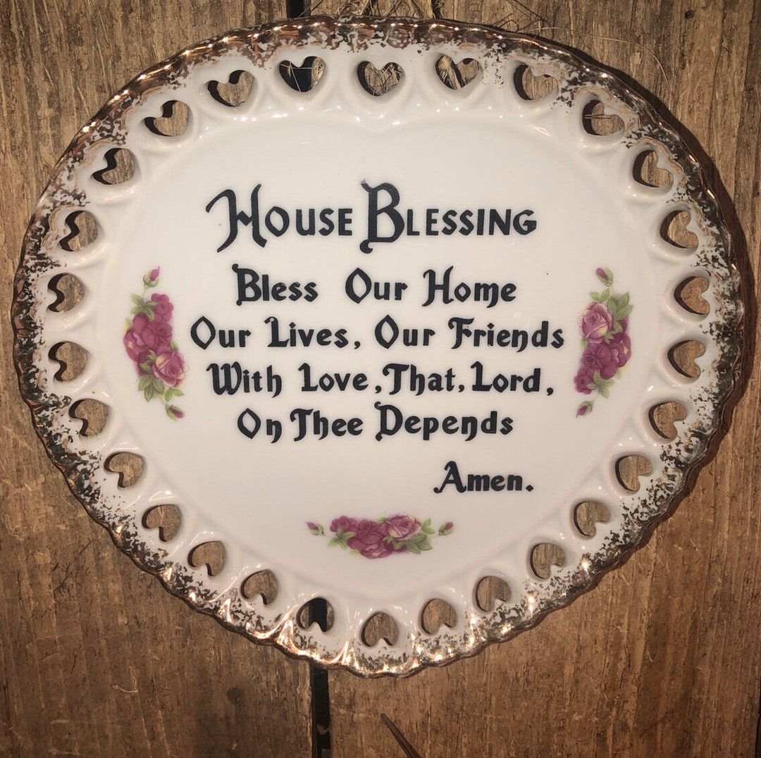 Vintage House Blessings Prayer Plate Hearts - Etsy