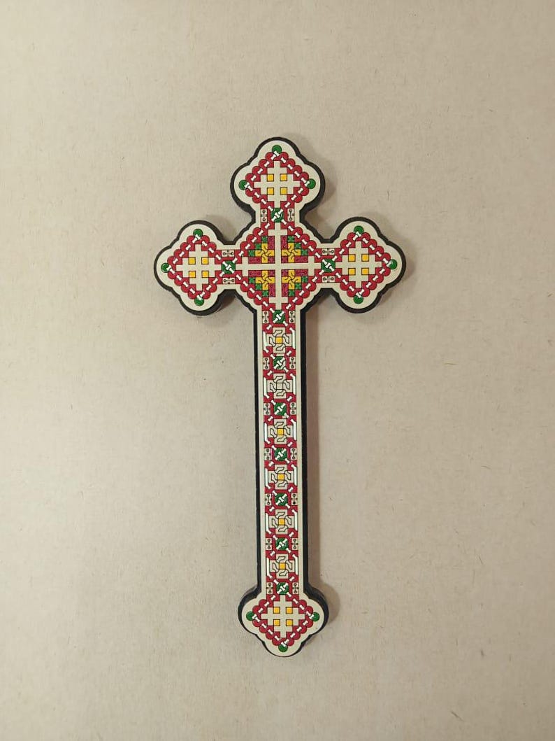 Handmade Wooden Coptic Cross – Yuta Art Design With Symbolic Colors ...