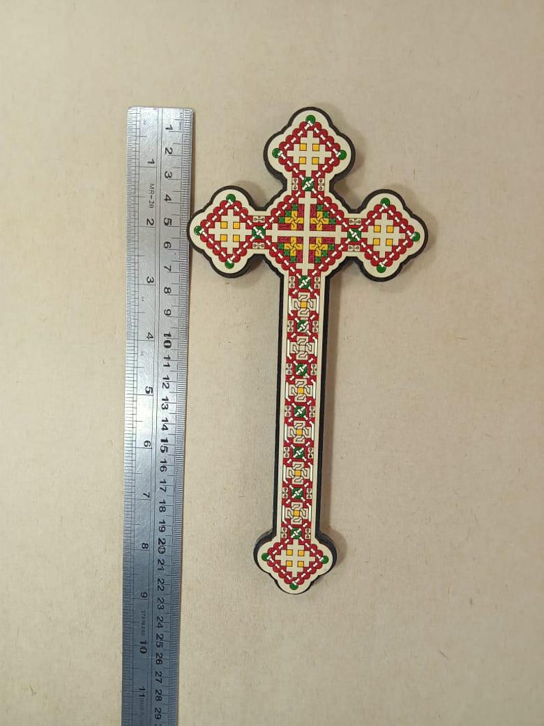Handmade Wooden Coptic Cross – Yuta Art Design With Symbolic Colors ...