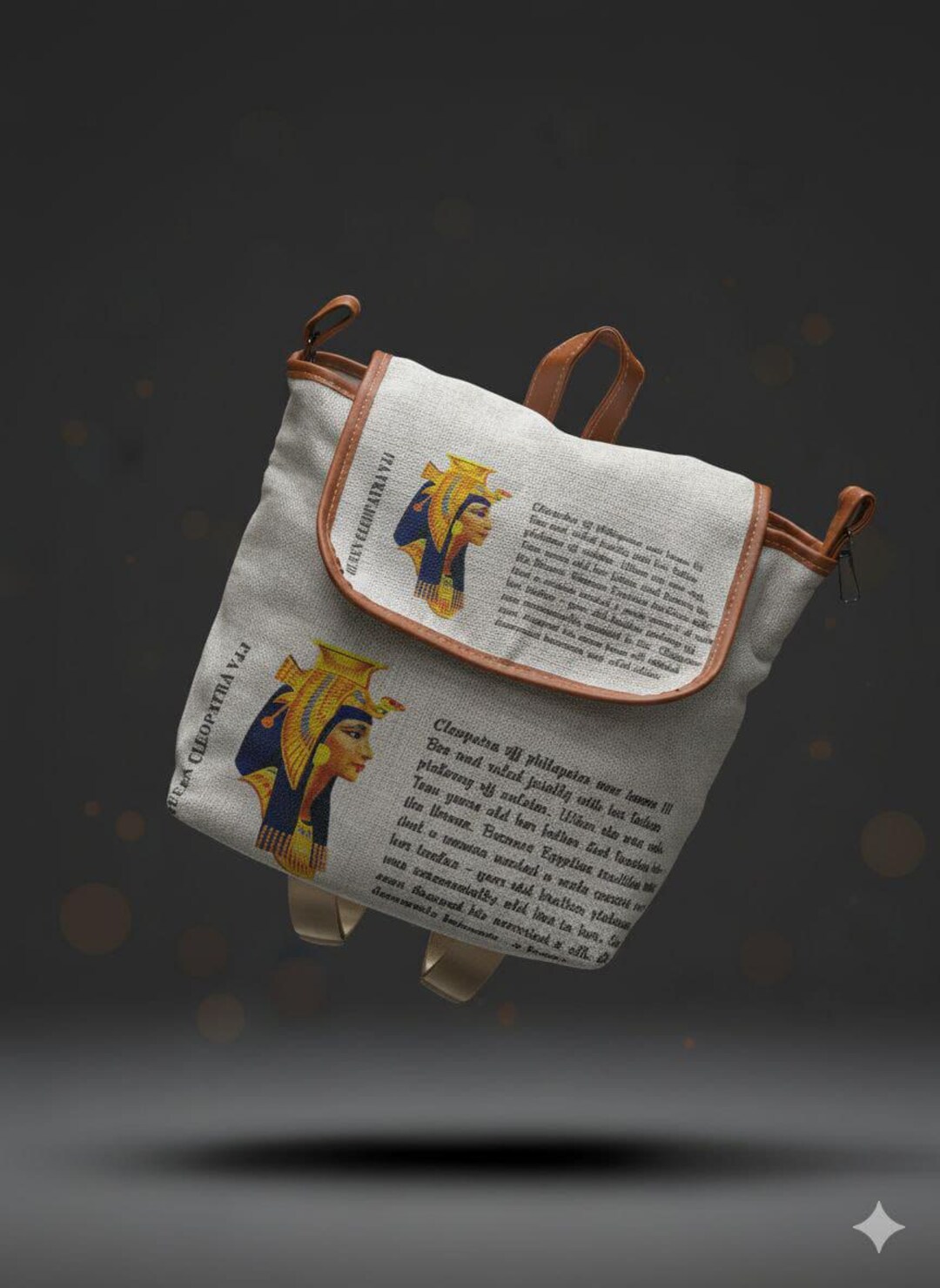 Egyptian Pharaoh Linen Backpack – Handmade Canvas Travel Bag | Ancient ...