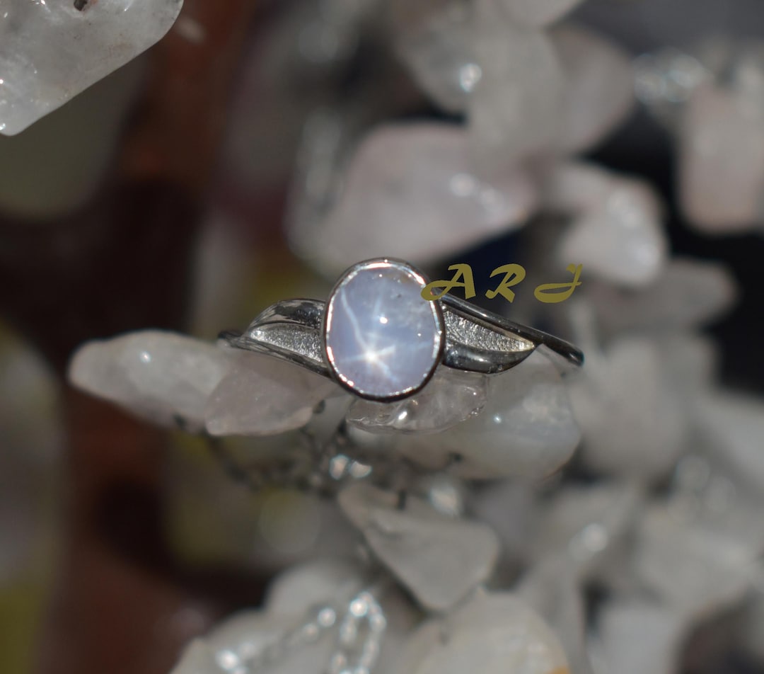 14k Gold Star Sapphire Cabochon Gemstone Ring: Statement Accent - Etsy