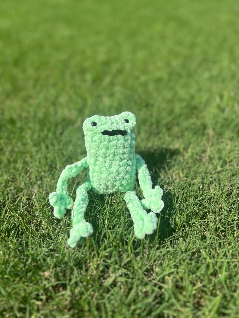Handmade Crochet Frog Plushie – Leggy Frog Stuffed Animal, Cute ...