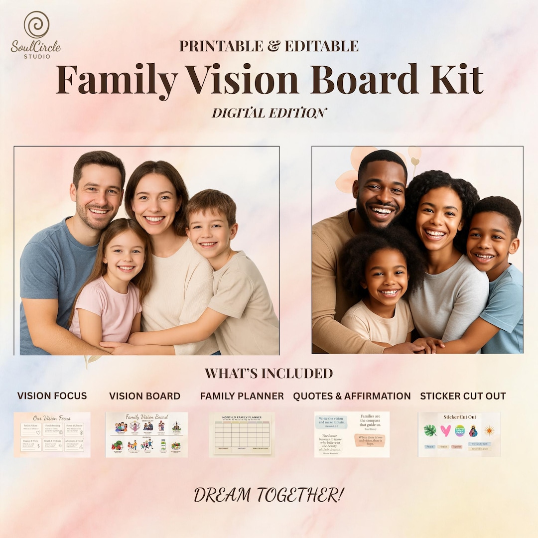 Editable Family Vision Board Kit: Spiritual Quotes, Affirmations ...