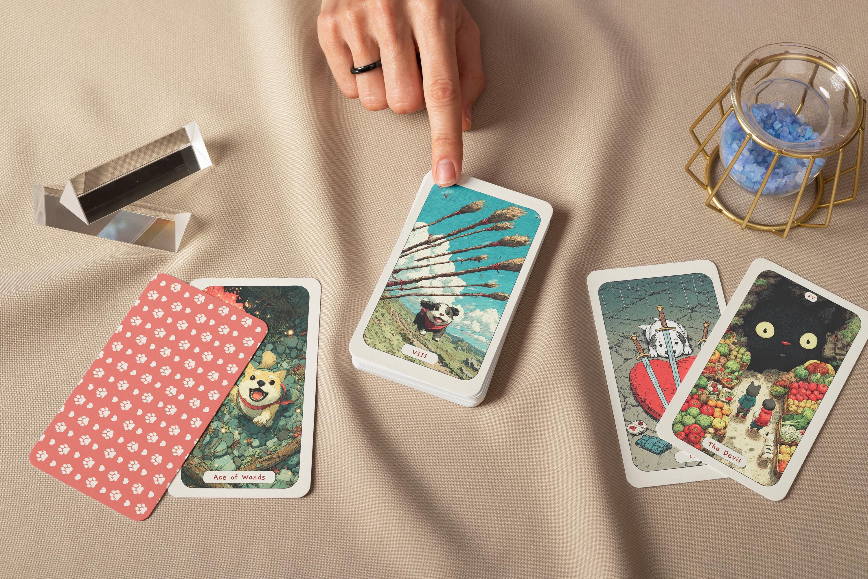 Paw Tarot Deck – Full 78 Card Cute Animal Tarot – Ghibli-inspired Pet ...