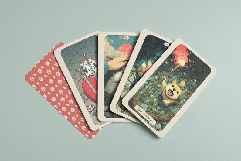 Paw Tarot Deck – Full 78 Card Cute Animal Tarot – Ghibli-inspired Pet ...