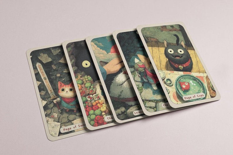Paw Tarot Deck – Full 78 Card Cute Animal Tarot – Ghibli-inspired Pet ...
