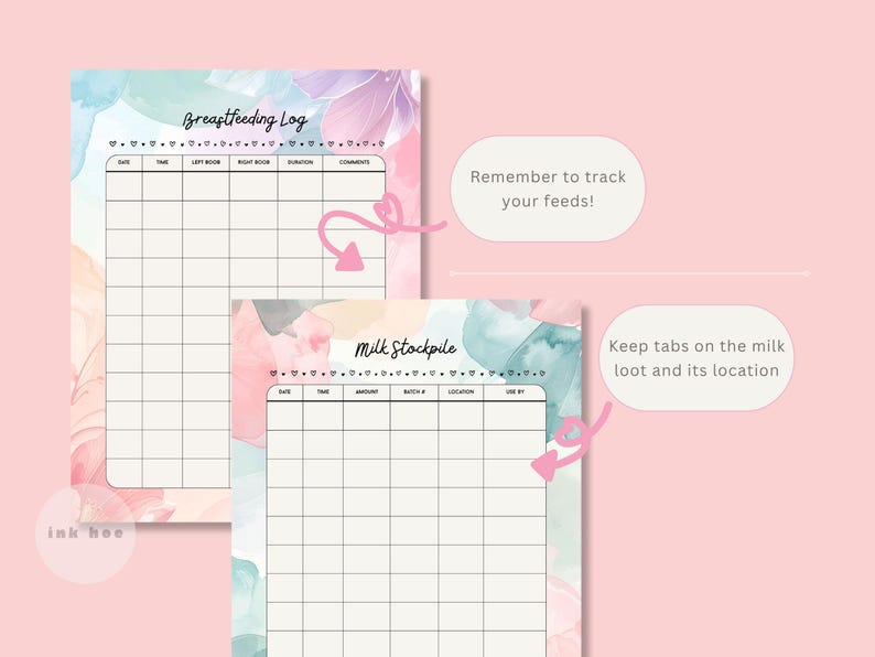 Breastfeeding Tracker Bundle | Pumping Log Milk Inventory Chart ...