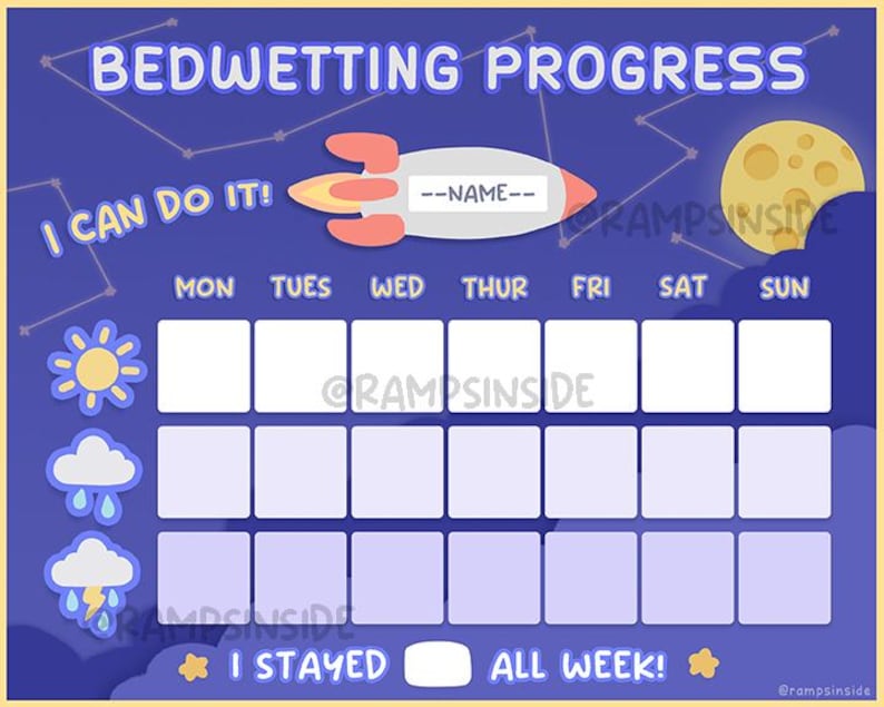 Personalized ABDL Reusable Bedwetting Chart Fridge Magnet - Space ...