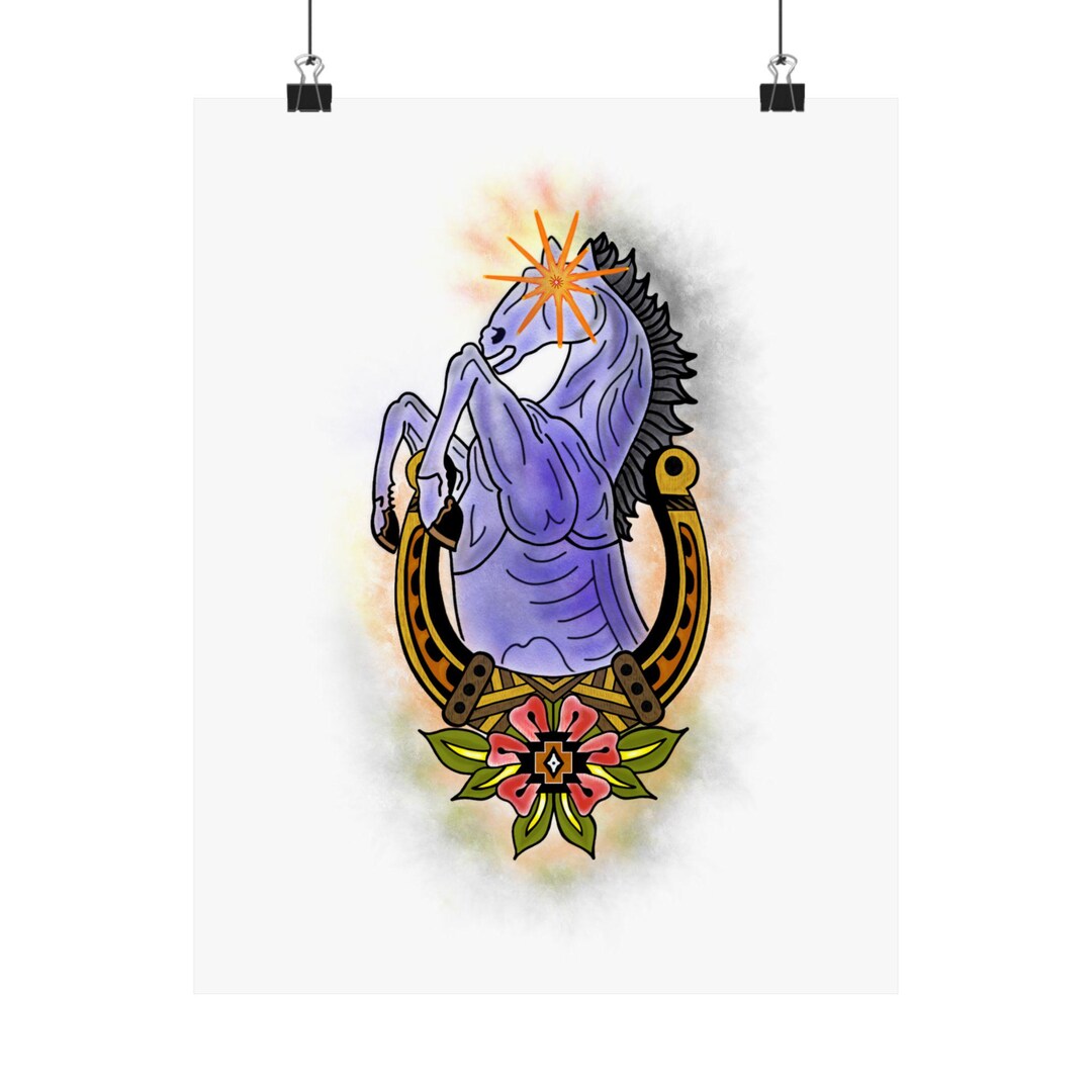 Blucifer Denver Bronco Horse Poster Matte Vertical Poster | Tattoo Art ...