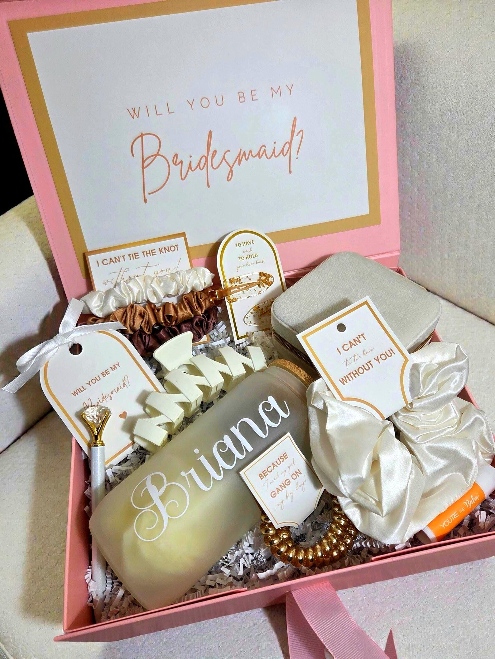 Bridesmaid Proposal Box: Personalized Glass & Hair Accessories Gift - Etsy