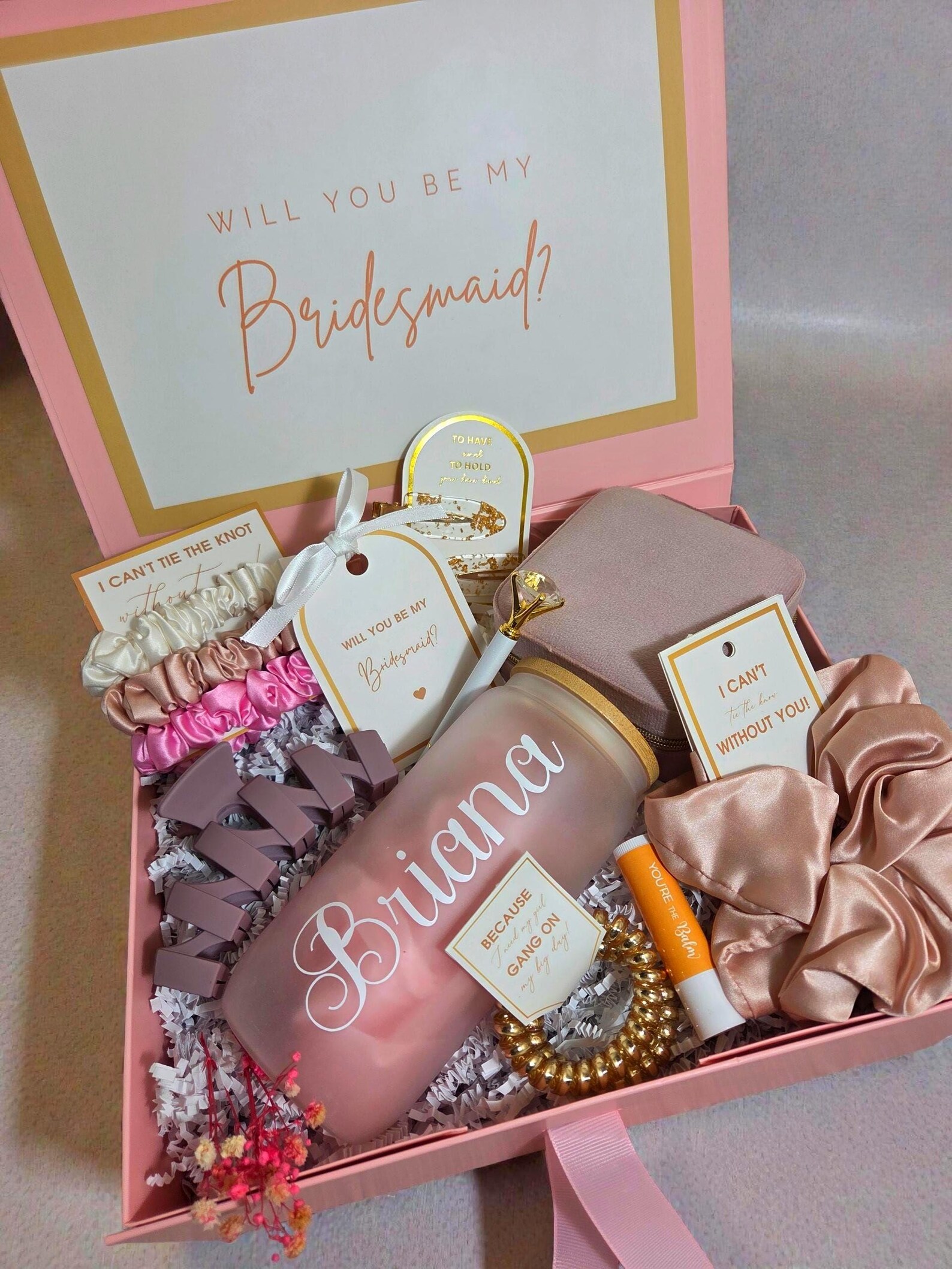 Bridesmaid Proposal Box: Personalized Glass & Hair Accessories Gift - Etsy
