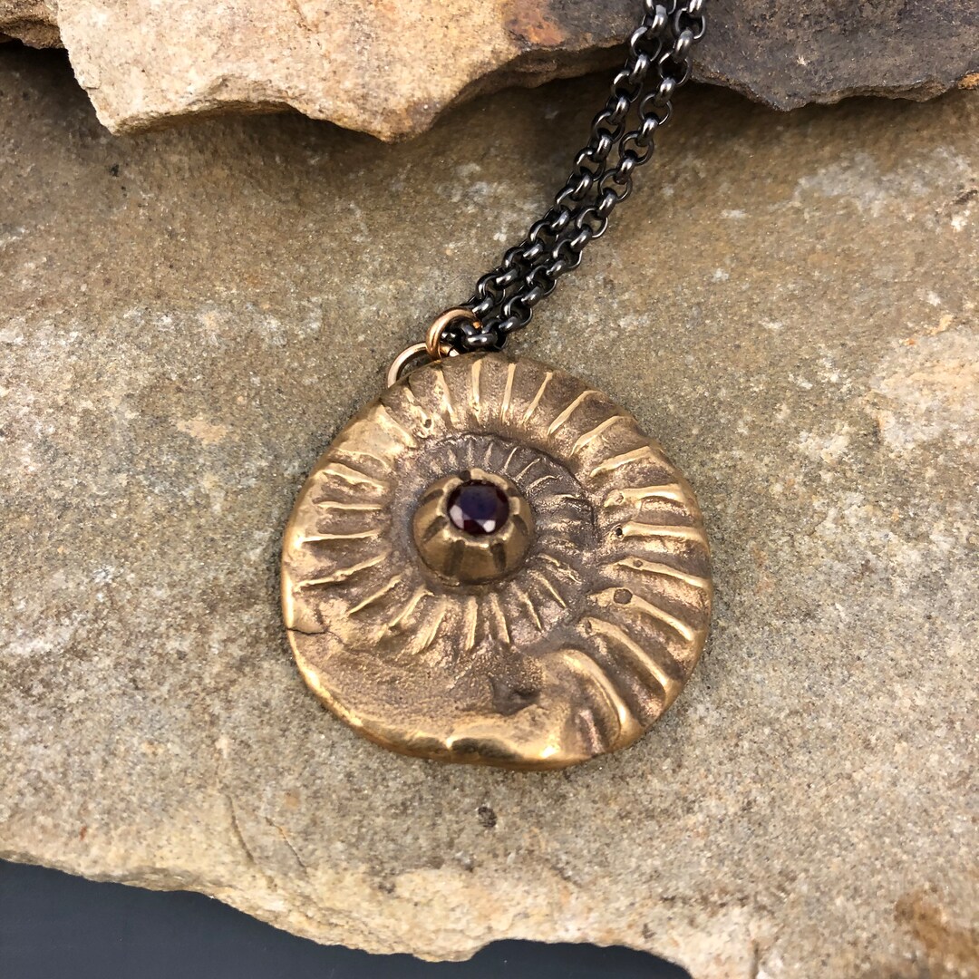 Fossil Ammonite Cast Pendant Etsy