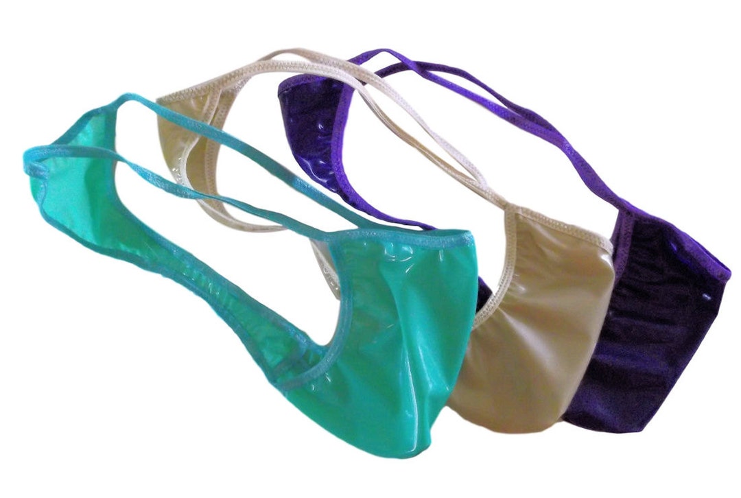Men's Rio String Thong LATEX Rubber Shiny Jelly Colors Fetish Kinky ...