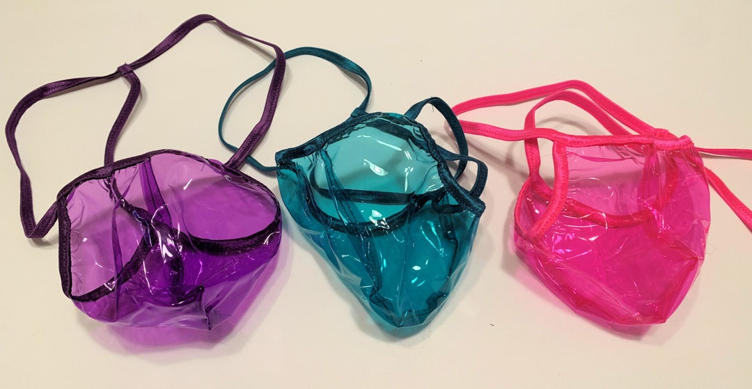 Herren Durchsichtig Kunststoff CALI Cut PVC String G String Nudist ...