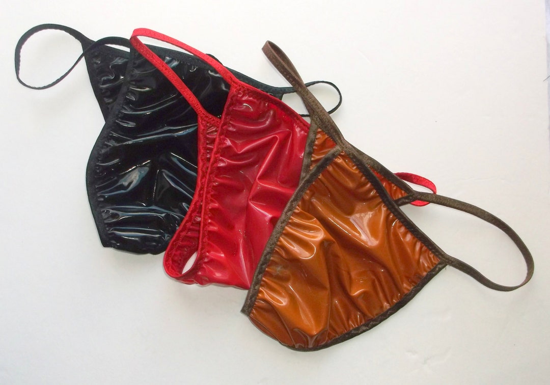 Mens Rio String Bikini Thong LATEX RUBBER Shiny Jelly Colors Fetish ...