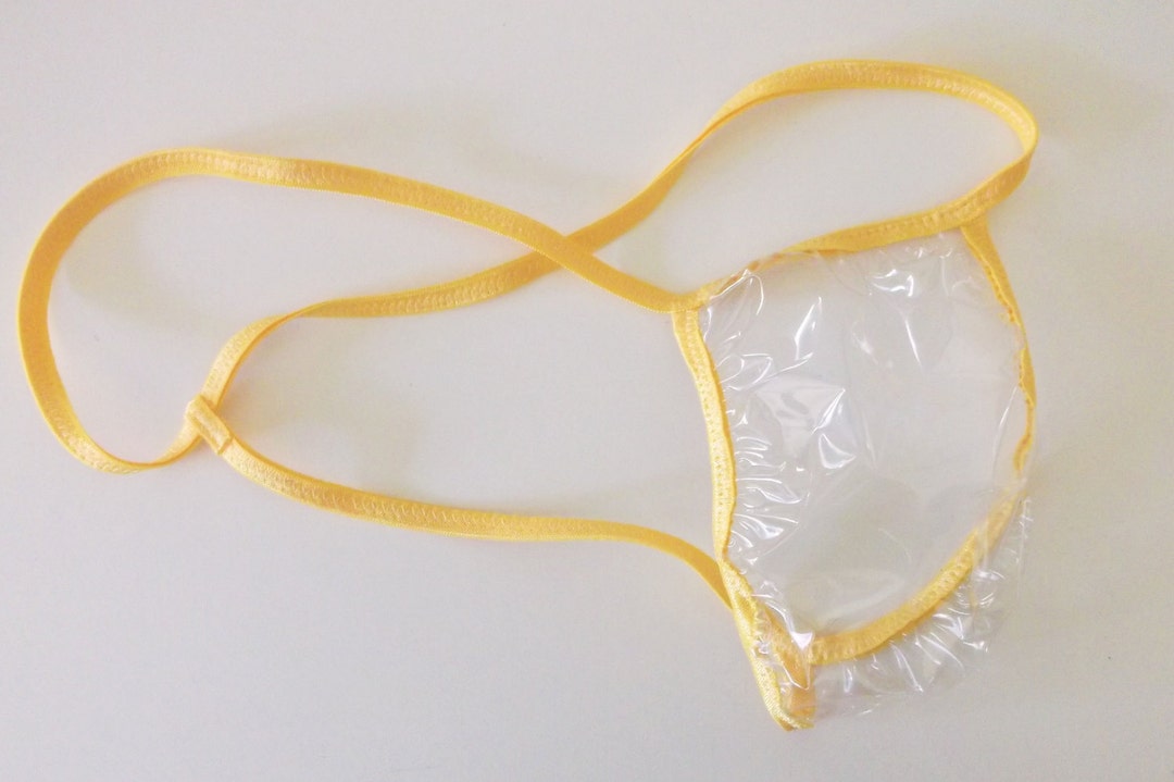 Men's Clear Plastic Flat Front SMASHER PVC Thong G String, Choose Back ...