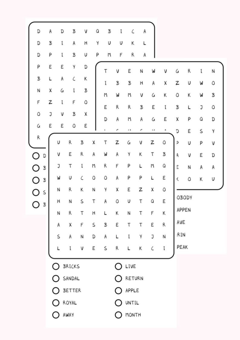 200 Words Search Worksheets for Kids | Fun Word Search Puzzle Book for ...