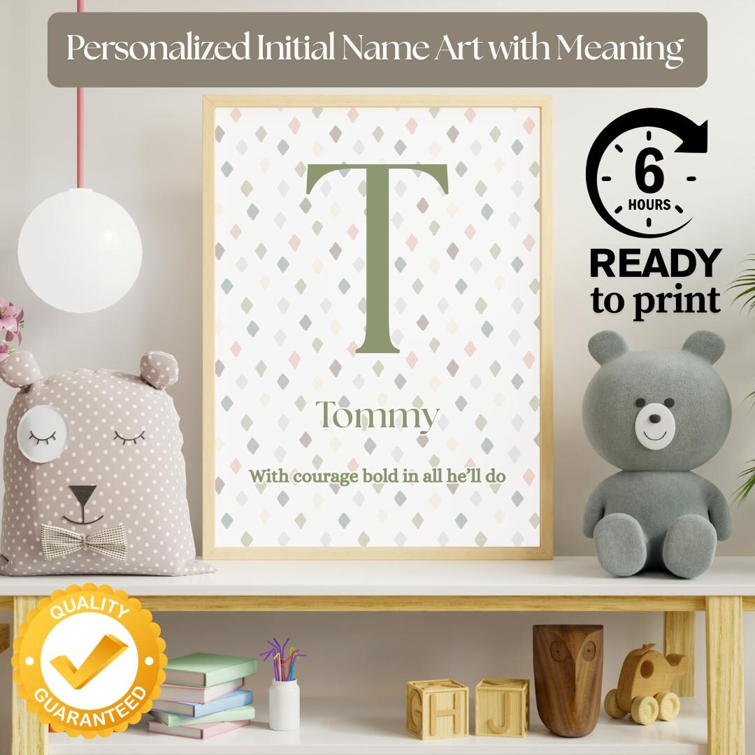 Personalized Name Initial Art Print, Custom Baby Gift (digital Download ...