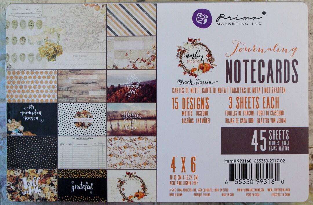 Amber Moon Journaling Note Cards Postcards 15 Designs 45 Sheets ...