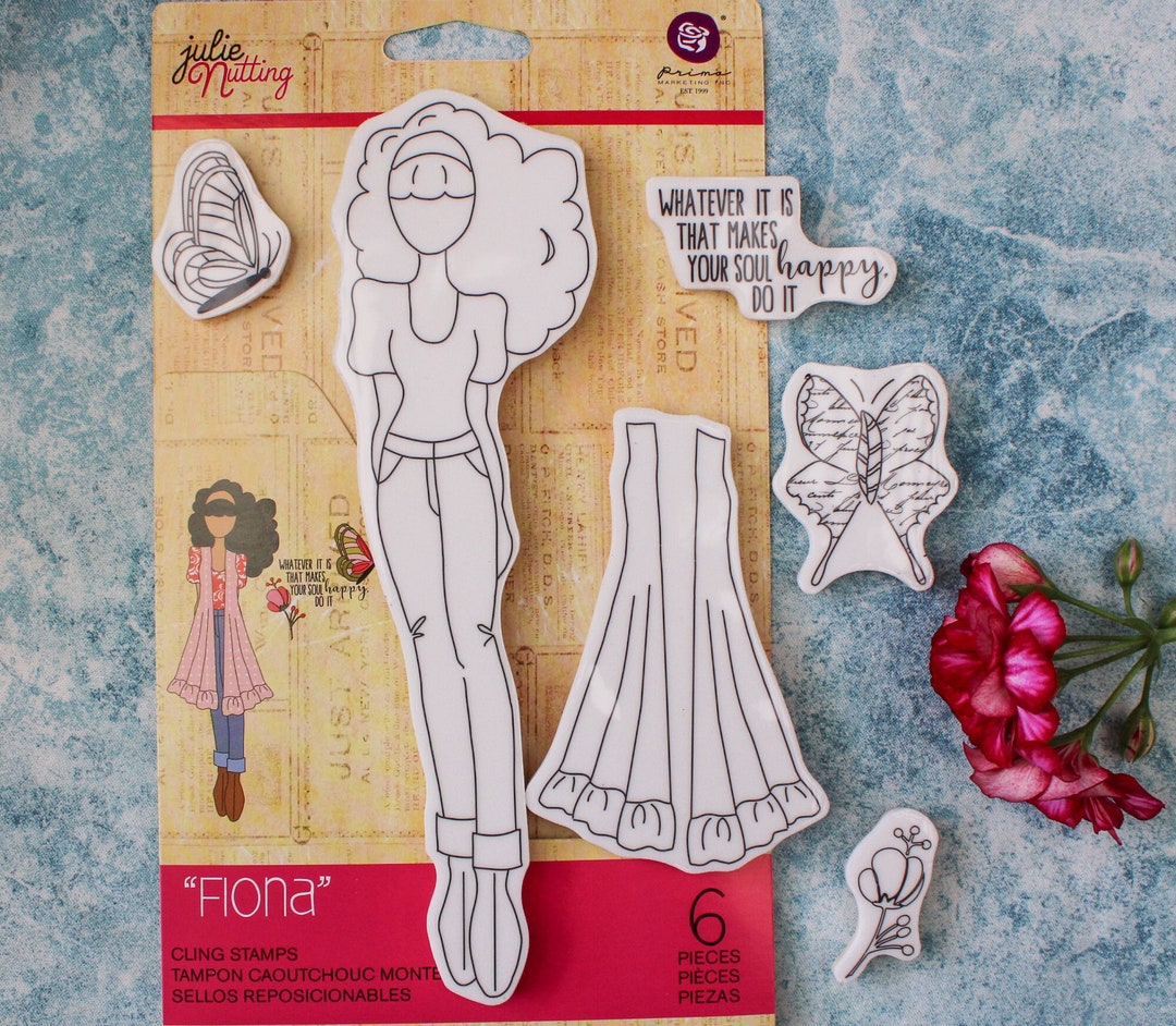 Julie Nutting Fiona Cling Stamp Doll Set 6 Pieces Boho Hippy Girl Prima ...
