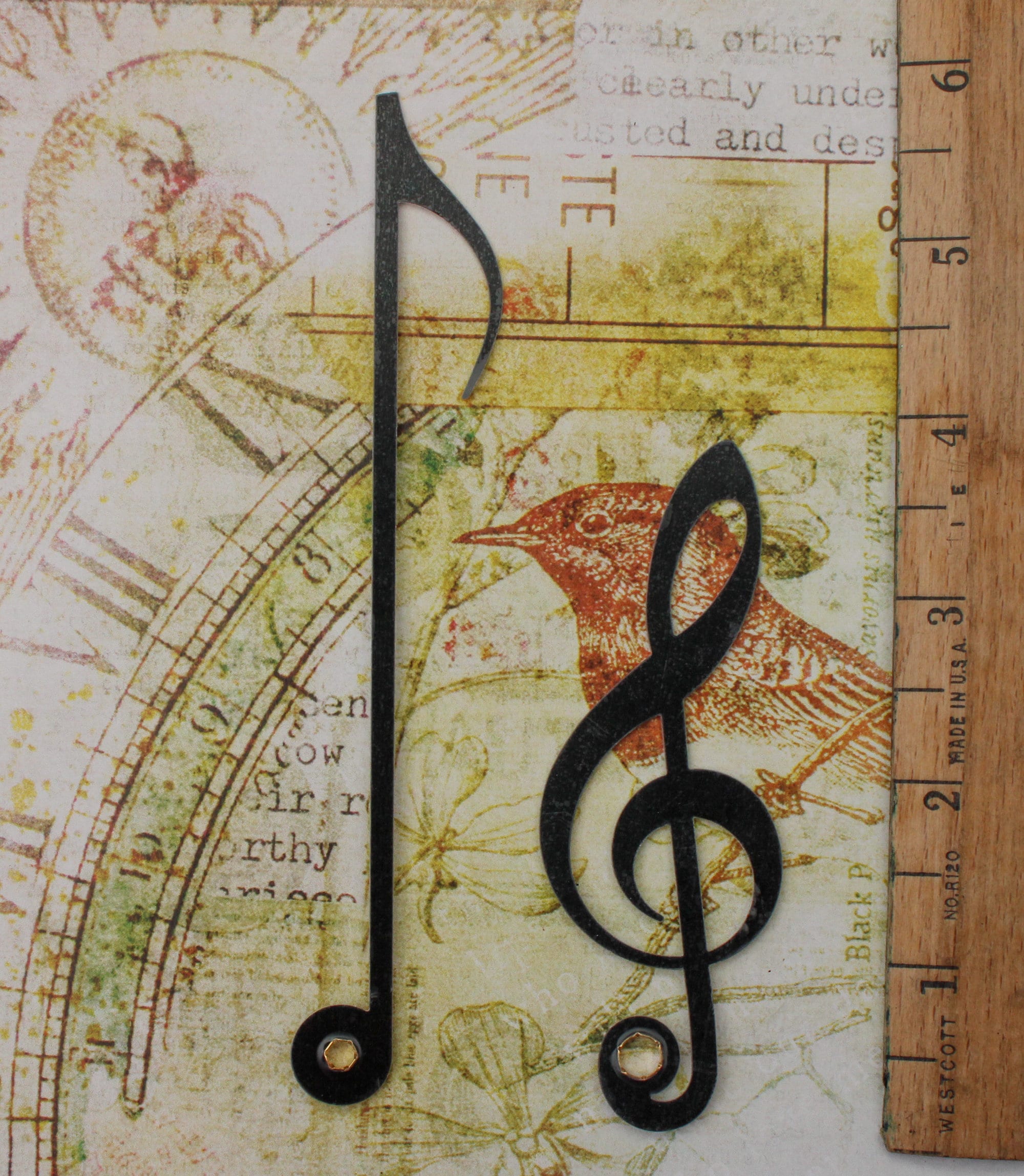 Clock Hands Music Notes Vintage Black Decorative for Collage and Mixed ...