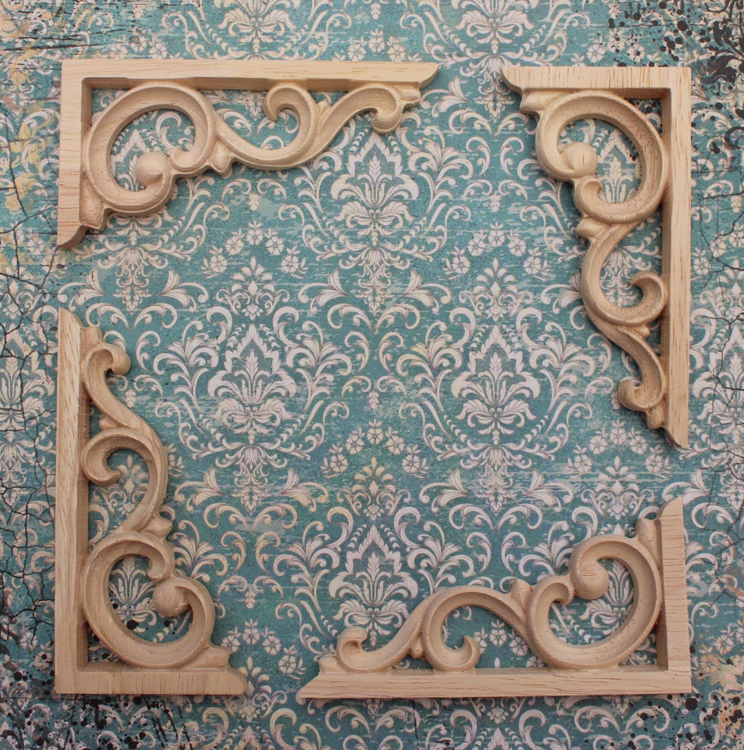 Wood Corners Carved Filigree Set of 4 - Etsy