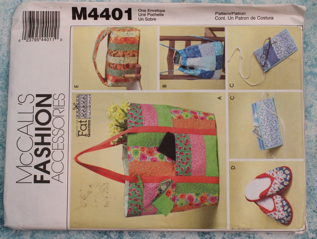 Fat Quarter Tote, Slippers, Wallet Sewing Pattern Mccall's M4401 Unused ...