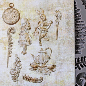 Follow Alice Silicone Mold 5 X 8 Inch Wonderland Tea Set Watch for ...