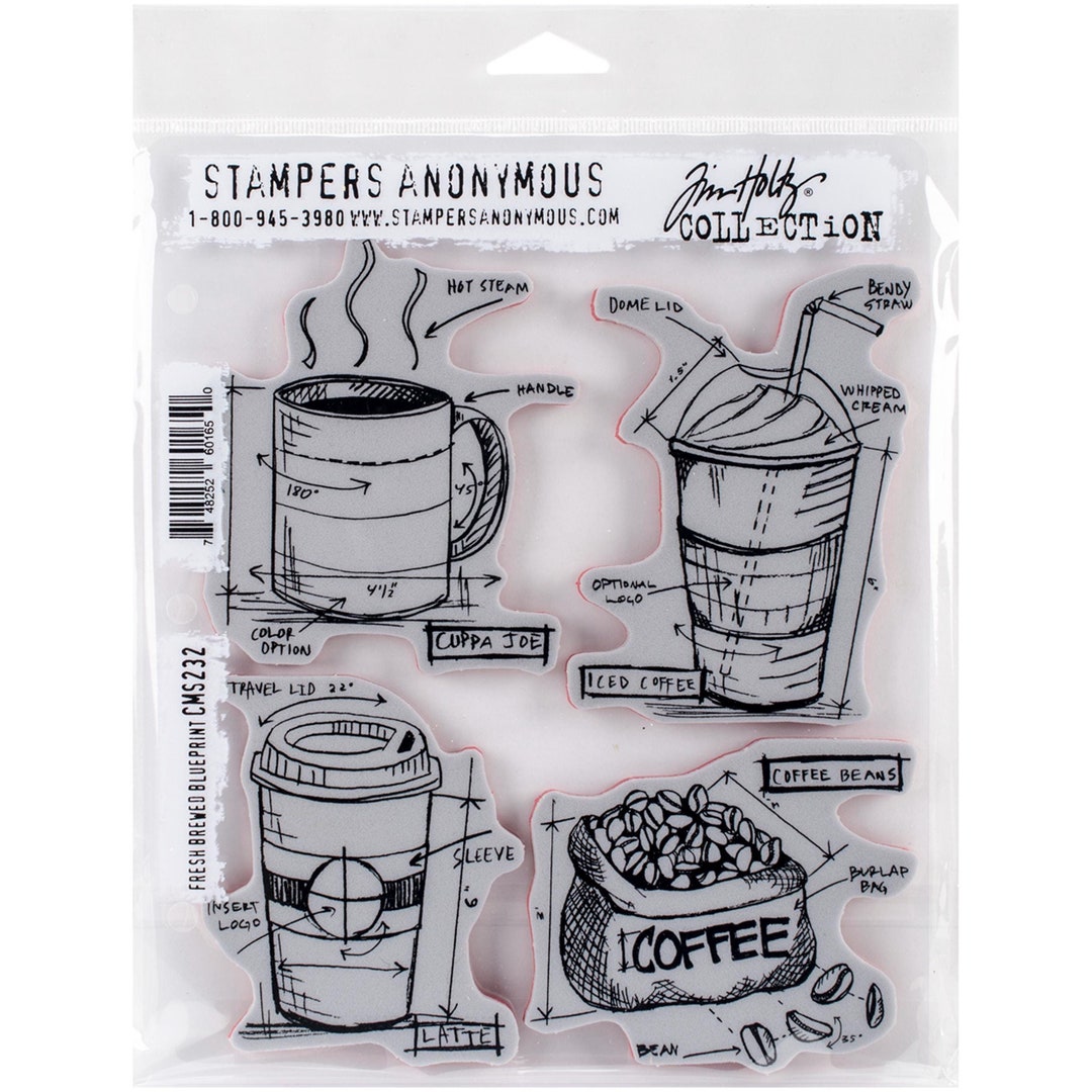Coffee Fresh Brewed Blueprint Stamp Set Tim Holtz Collection Stampers ...