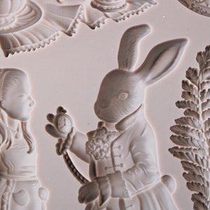 Follow Alice Silicone Mold 5 X 8 Inch Wonderland Tea Set Watch for ...