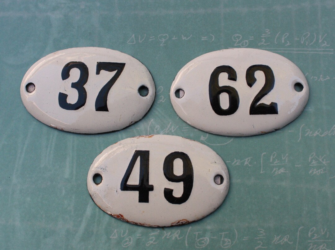European Enameled House Number Tag - Pick Your Number - Etsy